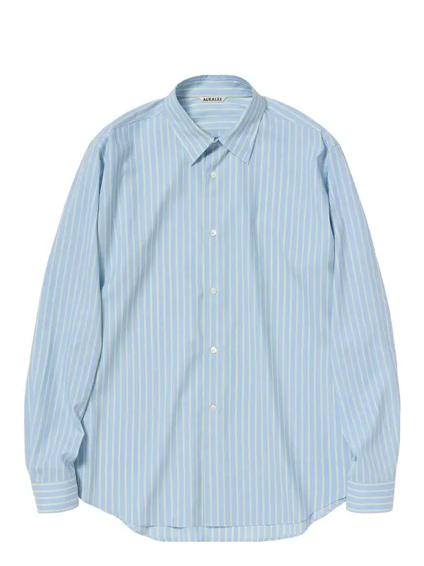 Auralee Super Fine Wool Stripe Shirt - Blue