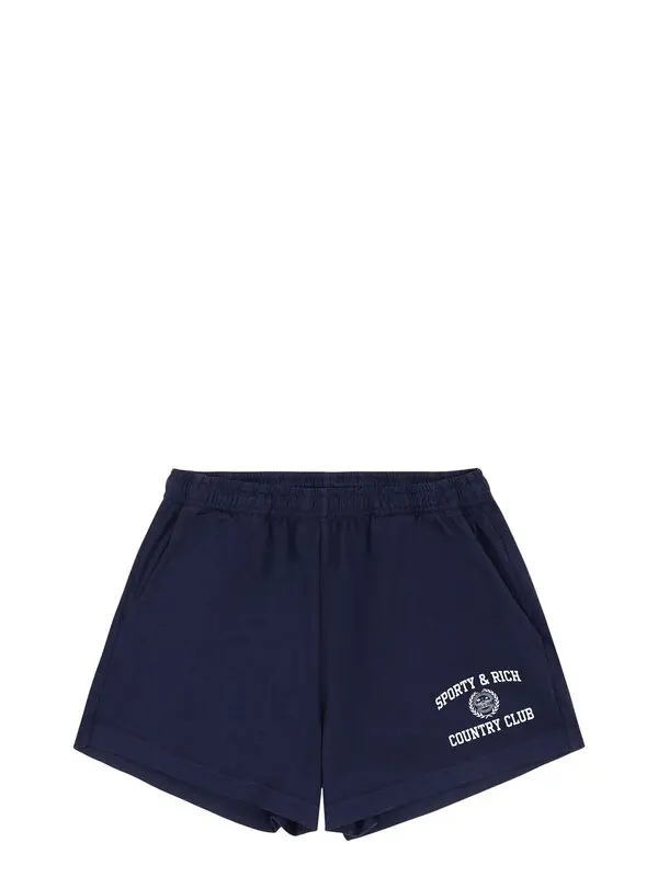 SPORTY & RICH Varsity Crest Disco Short - Blue