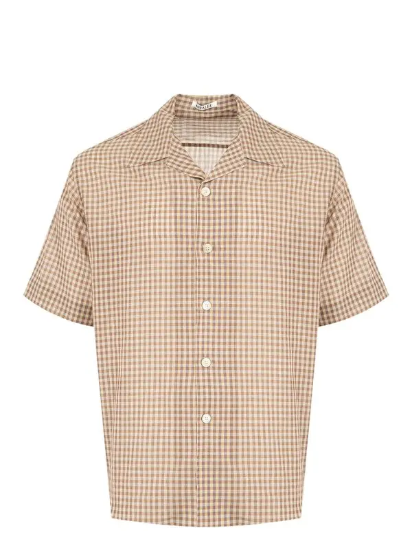 Auralee Airy Light Cotton Check Shirt - Brown