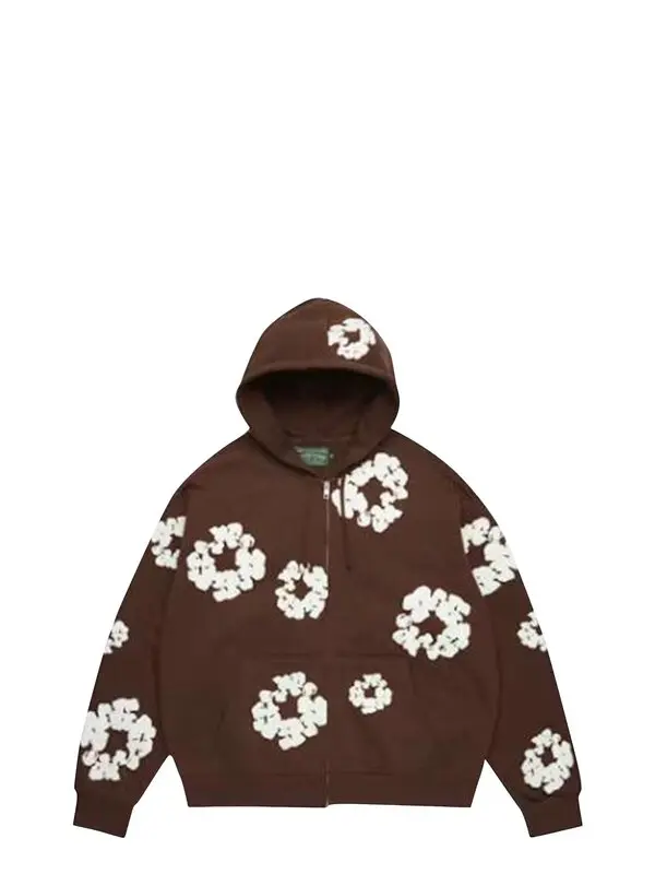 DENIM TEARS Cotton Wreath Zip Hoodie - Brown