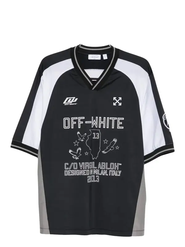 Off-White Eagle Team V-neck Short-sleeve Top - Black