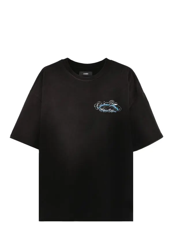 Amiri Crystal Chateau Script Oversized Tee - Black