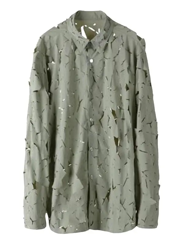 POST ARCHIVE FACTION 6.0 Shirt Left Abstract Cut-out Detail - Green