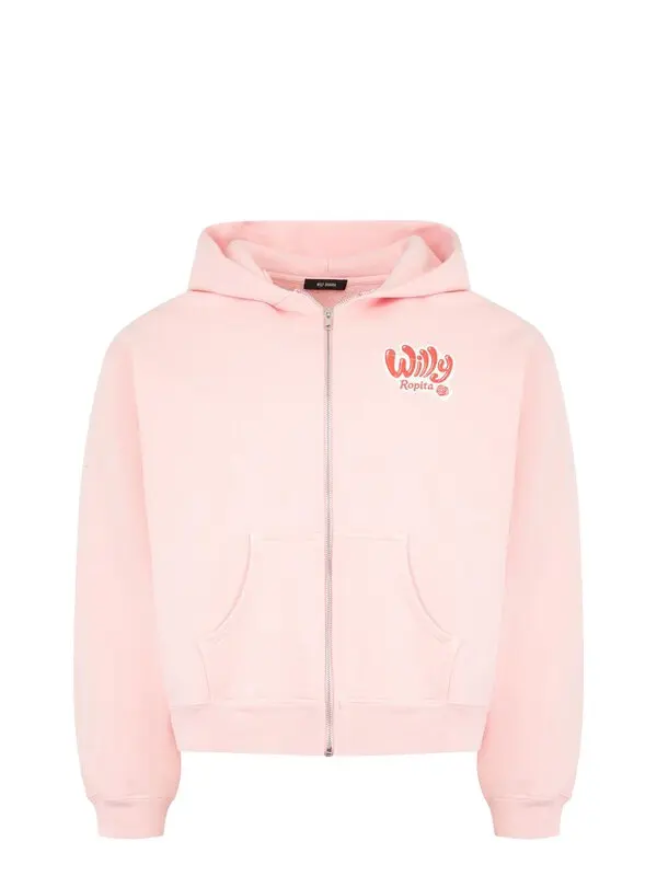 WILLY CHAVARRIA Shrunken Zip-through Hoodie - Pink