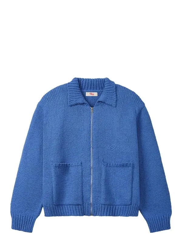 CHERRY LA Cotton Knit Zip Jacket - Blue