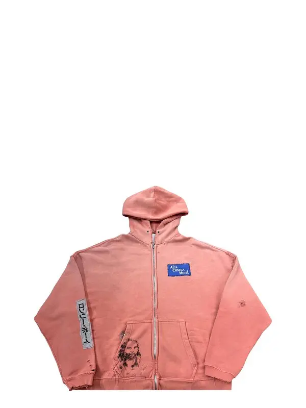 PALY HOLLYWOOD Alta Cienega Zip Hooded Sweatshirt - Pink