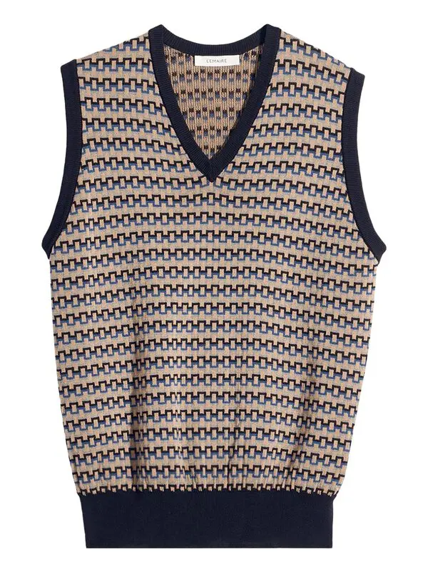 LEMAIRE V Neck Jacquard Vest - Black