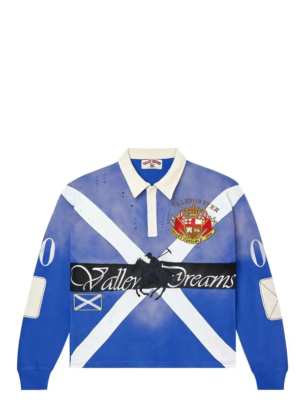 VALE FOREVER Rugby Long Sleeve Polo - Blue