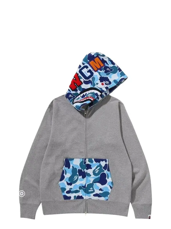 A BATHING APE Camo Shark Full Zip Hoodie - Grey