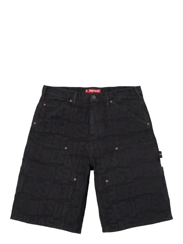 Supreme Repeat Jacquard Double Knee Denim Short - Black