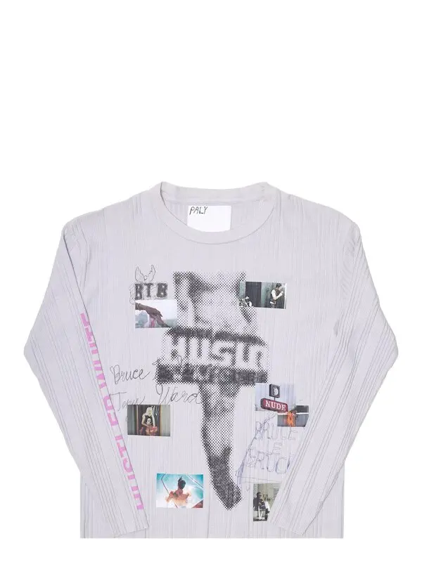 PALY HOLLYWOOD Ribbed Graphic Long-sleeve Tee - White