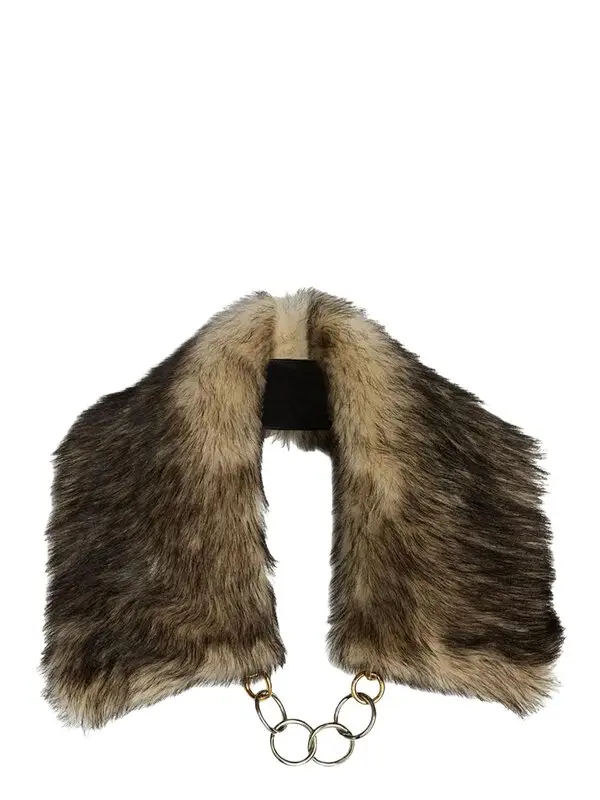 JIL SANDER Long Hai Shearling Collar - Brown