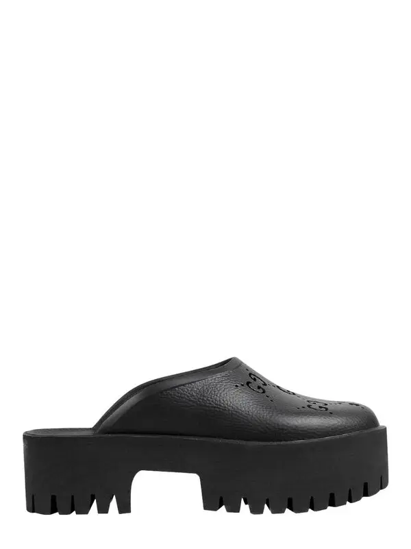 Gucci Platform Perforated Clog Sandals - Black