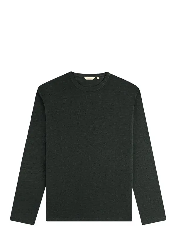 Aimé Leon Dore Long-sleeve Linen Crewneck Tee - Black