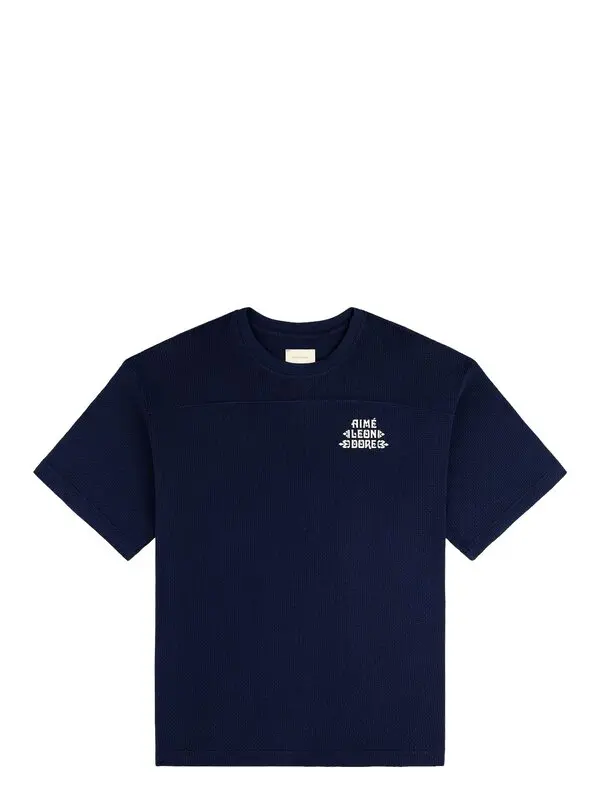 Aimé Leon Dore Stacked Logo Pointelle T-shirt - Blue