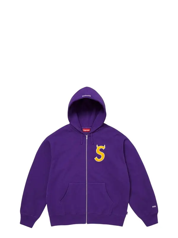 Supreme Devil's Logo Zip Up Hooded Sweatshirt - Purple
