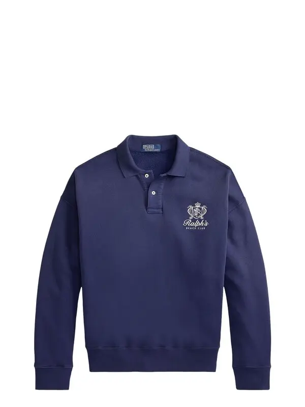Polo Ralph Lauren Island Fleece Knit Graphic Print Polo Sweatshirt - Blue