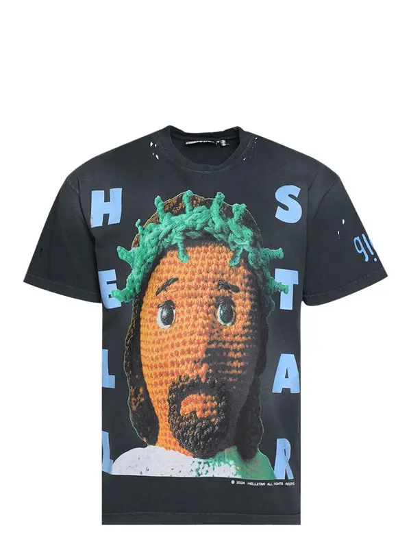 HELLSTAR Crochet Jesus Graphic T-shirt - Black