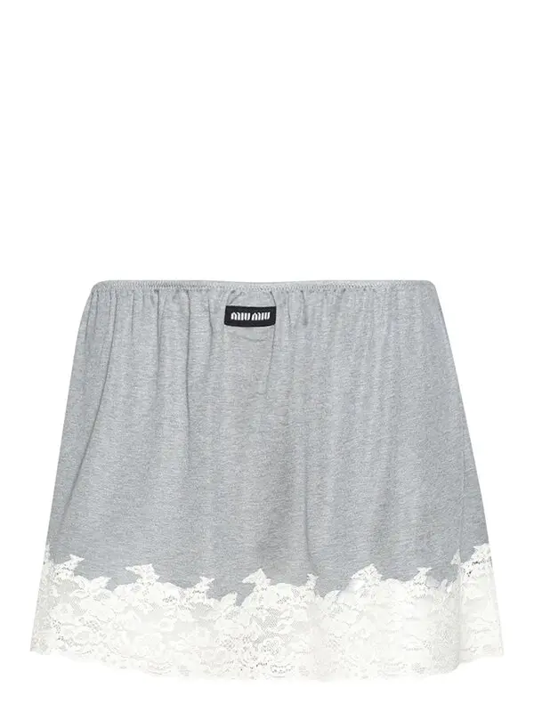 Miu Miu Jersey Seta With Lace Trim - Grey