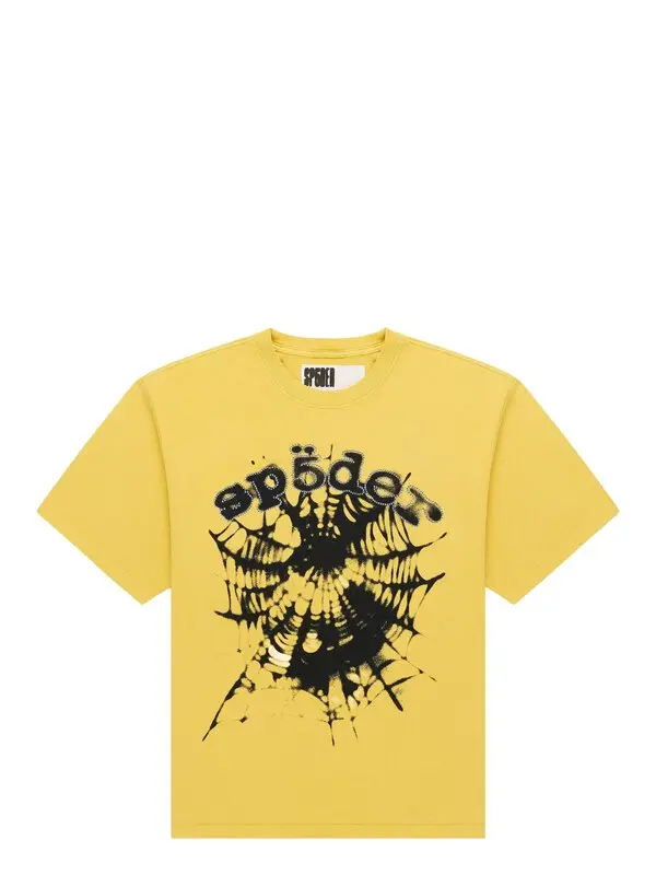 SP5DER Scattered Og Web V2 Tee - Yellow