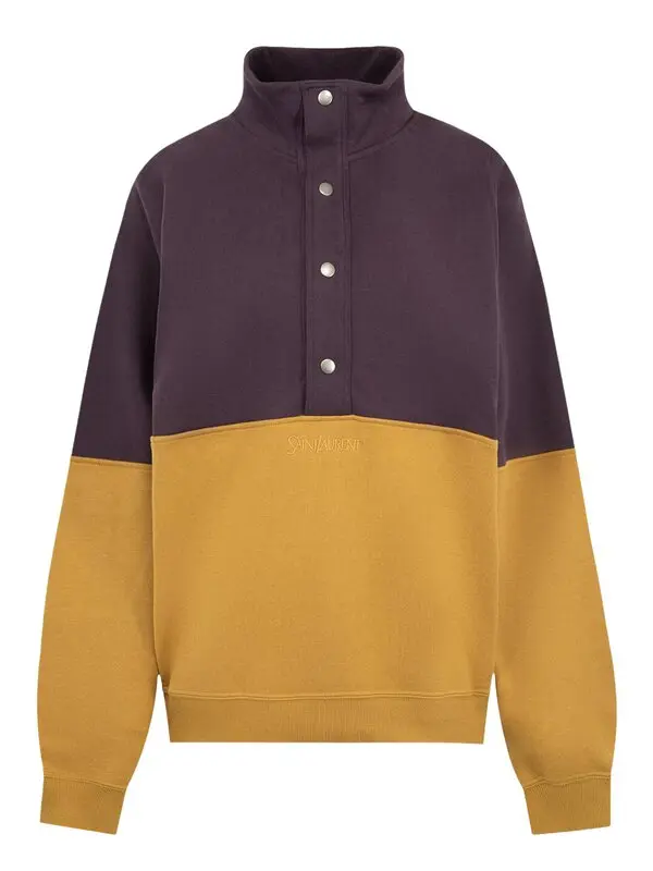 Saint Laurent Two-tone High Neck Buttoned Jacket - Purple
