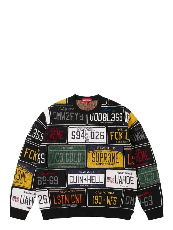 Supreme License Plate Knit Sweater - Black