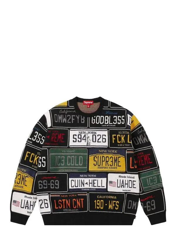 Supreme License Plate Knit Sweater - Black