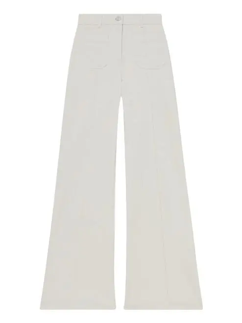 REISS Sakura Flared Patch-pocket Stretch-denim Jeans - Ecru