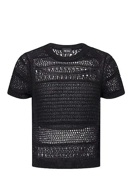 ME+EM Open-stitch Textured Knit Top - Black