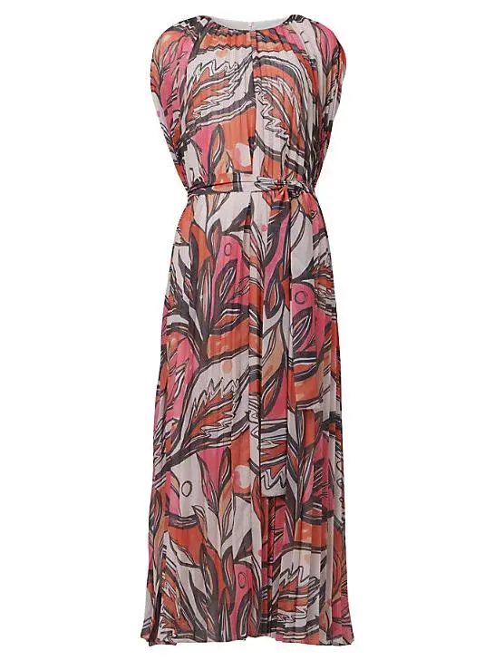 LEEM Abstract-print Pleated Chiffon Maxi Dress - Multi-coloured