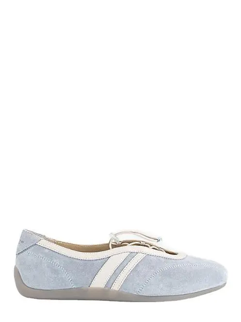 VAGABOND SHOEMAKERS Hollie Suede Ballet Flats With Lace-up Detailing - Blue Suede
