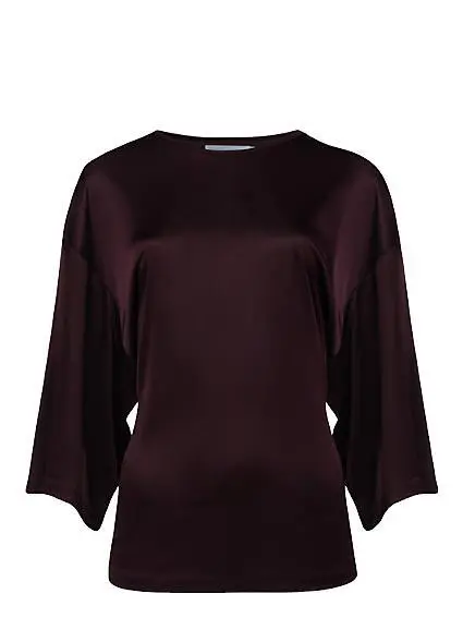 LEEM Fitted-waist Satin Top - Brown