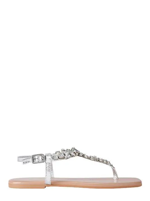 Carvela Alta Embellished Metallic Leather Sandals - Silver