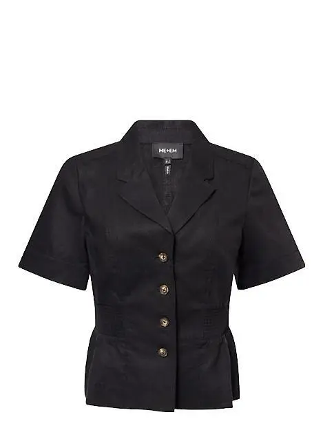 ME+EM Me + Em Soft Sculpt Crease-less Linen-blend Shirt - Black