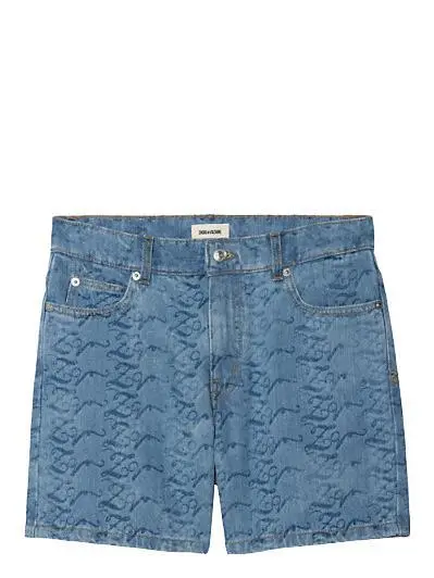 Zadig&Voltaire Printed Denim Shorts - Light Blue