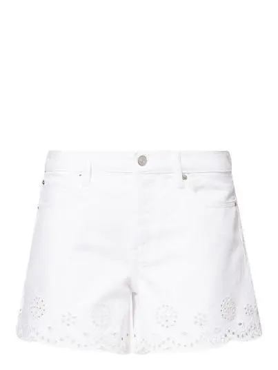 FRAME Eyelet Embroidered Denim Shorts - White
