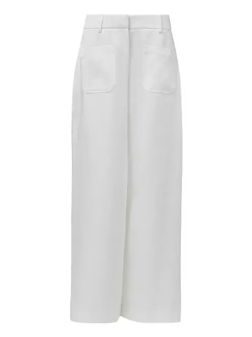 LEEM High-waist Wide-leg Woven Trousers - White