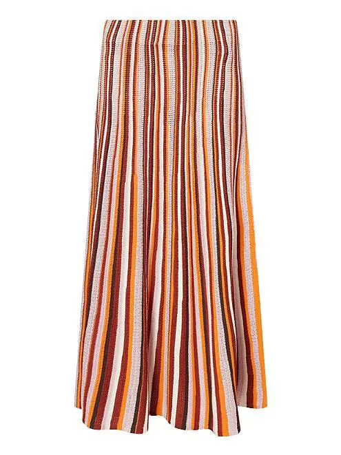ME+EM Metallic Textured Stripe Knit Maxi Skirt - Cinnamon Multi