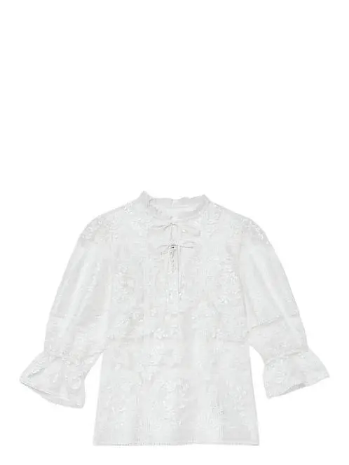 REISS Demi Sheer-lace Woven Shirt - Ivory