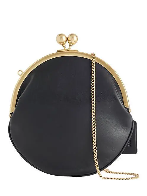 COACH Kisslock Leather Pouch - Black