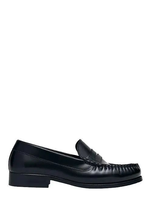 ALOHAS Rivet Leather Loafers - Black Leather