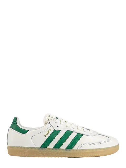 Adidas Samba Og Leather Trainers - Offwhite Green Gold Meta