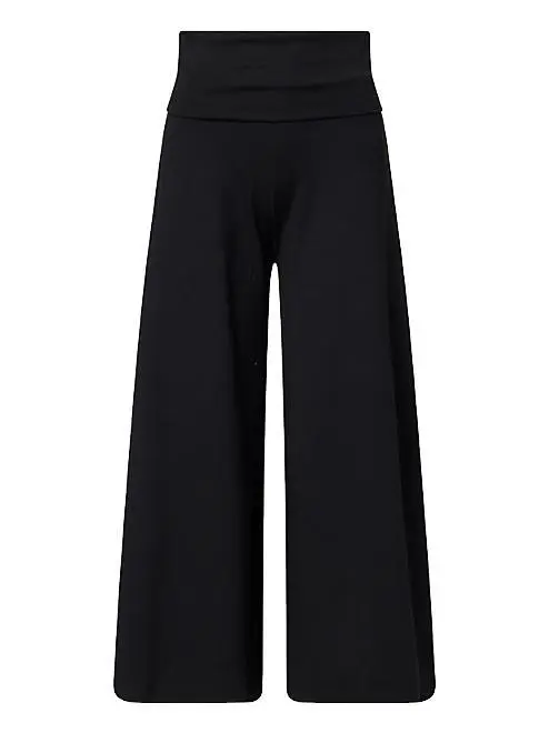 ME+EM Cropped Wide-leg Modal-jersey Palazzo Pants - Black
