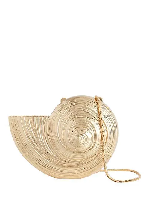 Simkhai Seashell Metal Clutch Bag - Pearl