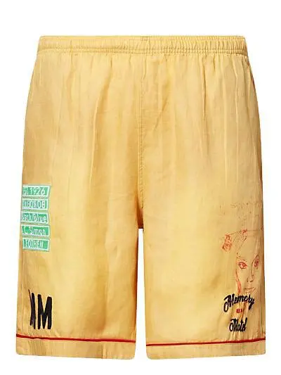 PALY HOLLYWOOD Embroidered Linen Shorts - Yellow