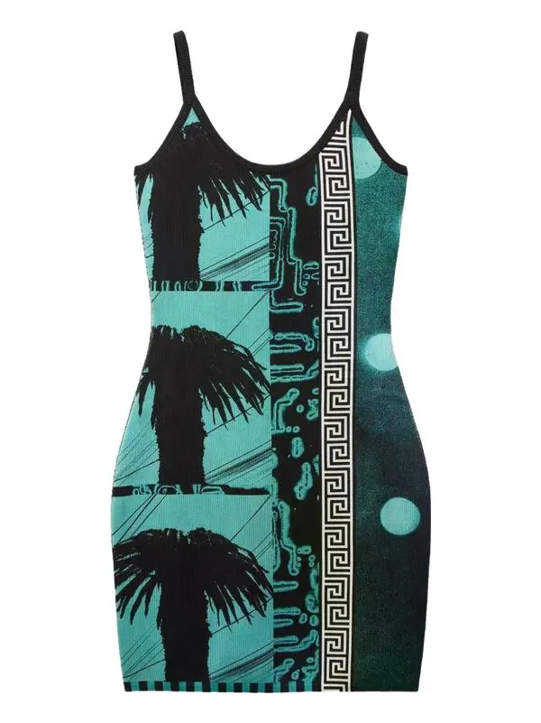 Versace Greca Print Bodycon Dress - Blue