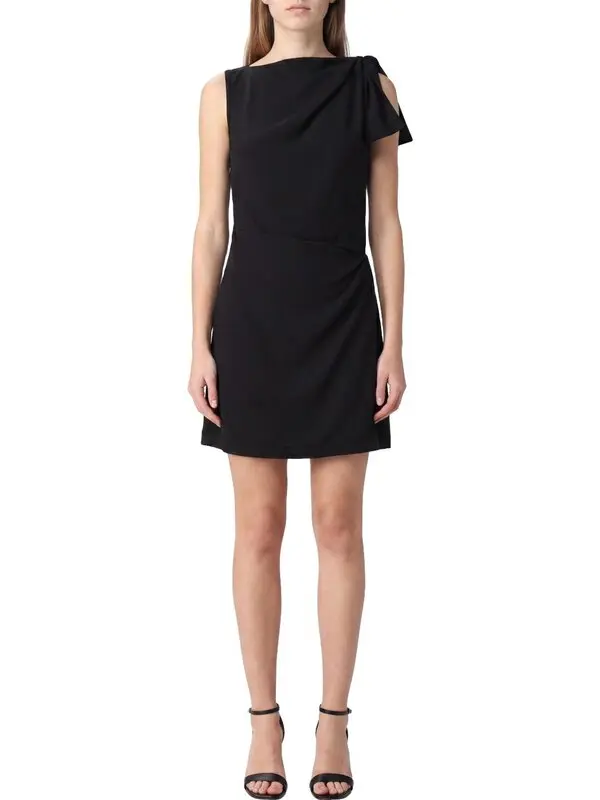 MSGM Asymmetrical Neckline Dress - Black