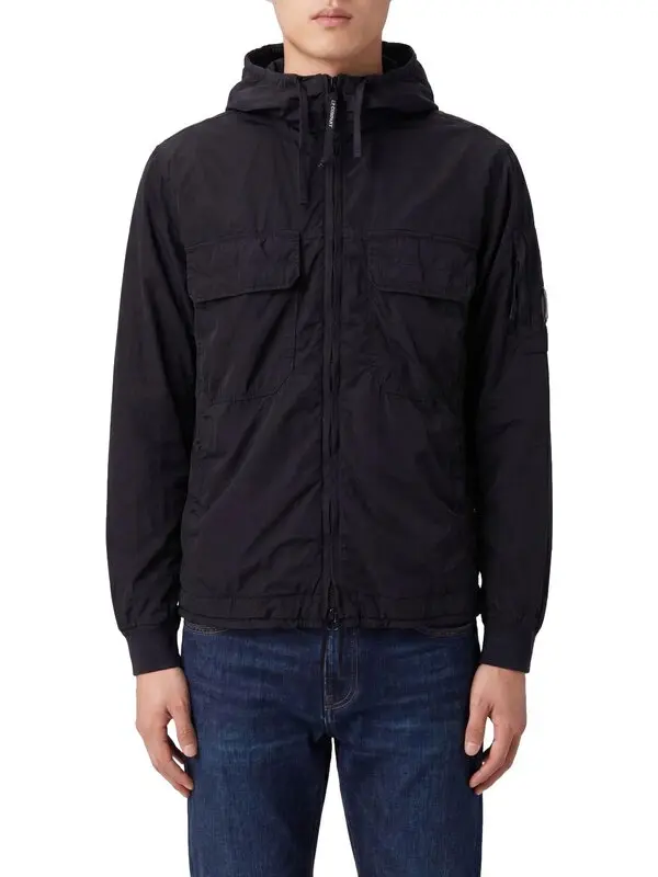 C.P. COMPANY Regenerated Nylon Windbreaker Jacket - Black