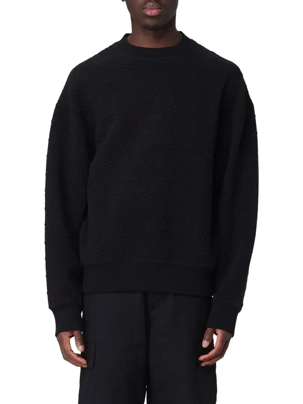 Amiri Cotton Blend Textured Monogram Crewneck Sweater - Black