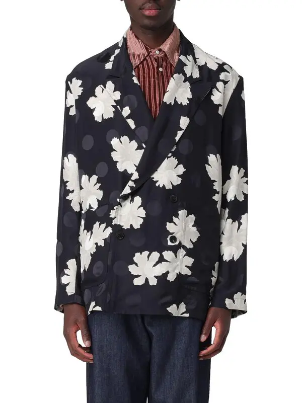 Dries Van Noten Printed Double-breasted Jacket - Black